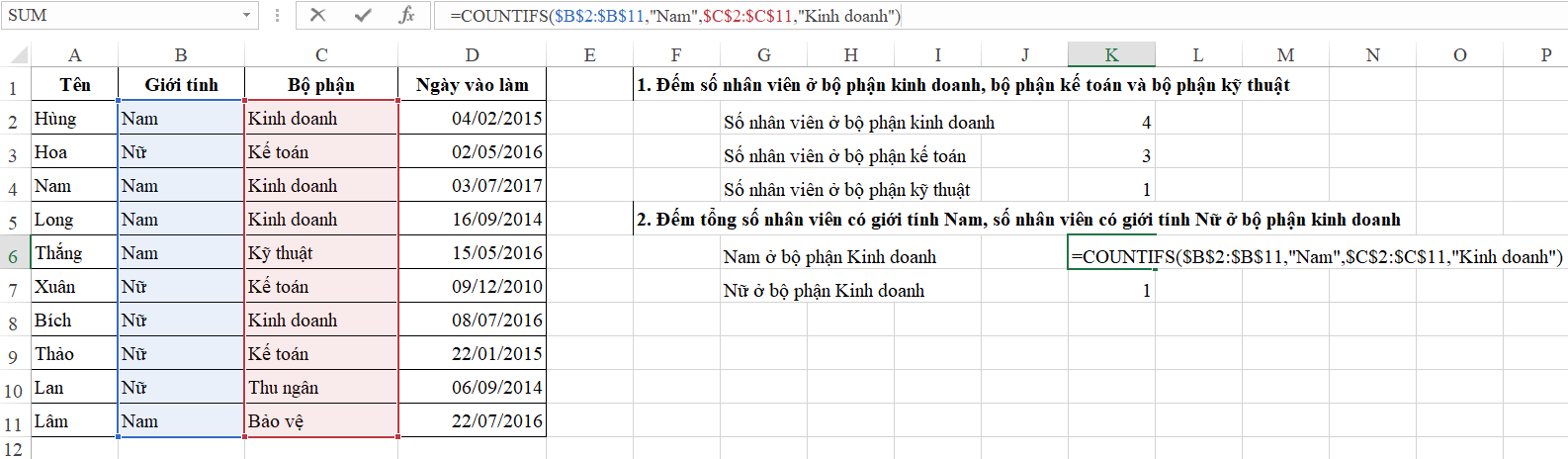Hàm countif là gì? Cách sử dụng hàm countif trong excel